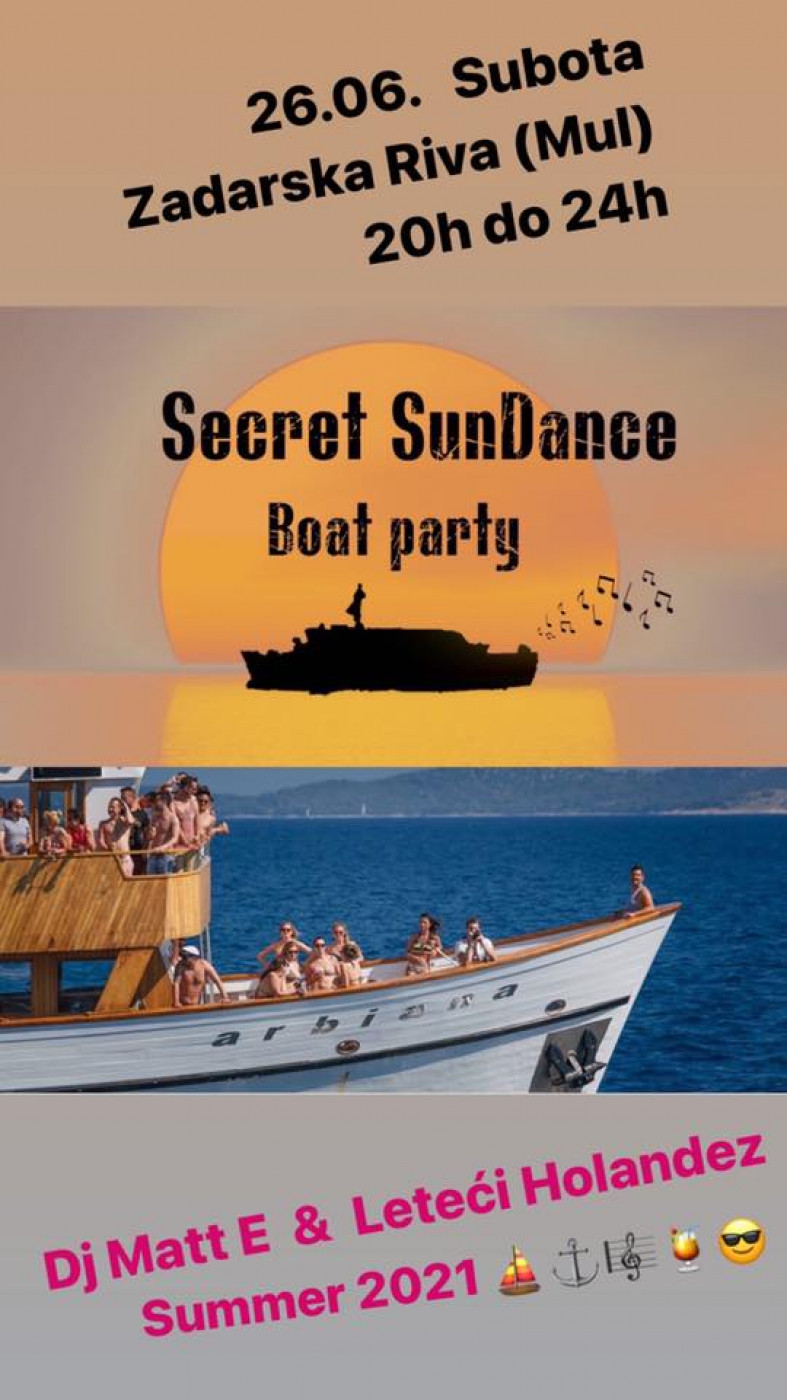 Secret SunDance Boat Party | Događaji | Turistička zajednica grada Zadra